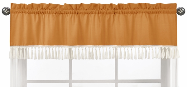 Boho Sun White and Pumpkin Collection Fringe Window Valance