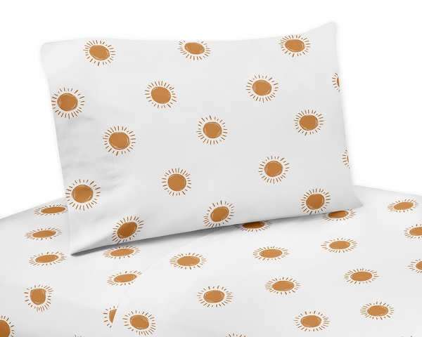 Boho Sun White and Pumpkin Collection Twin Sheet Set
