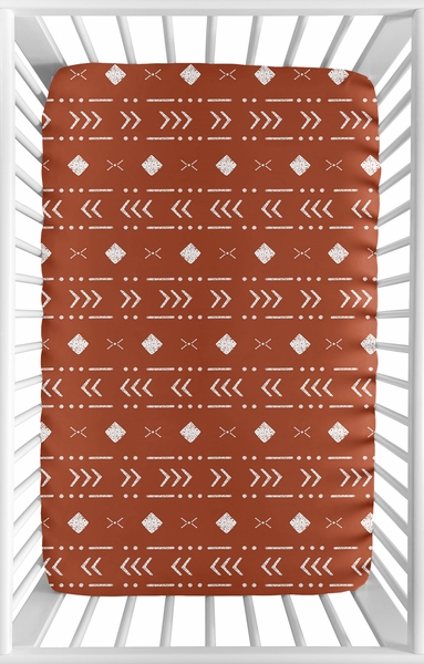 Boho Tribal Rust and White Mini Crib Sheet