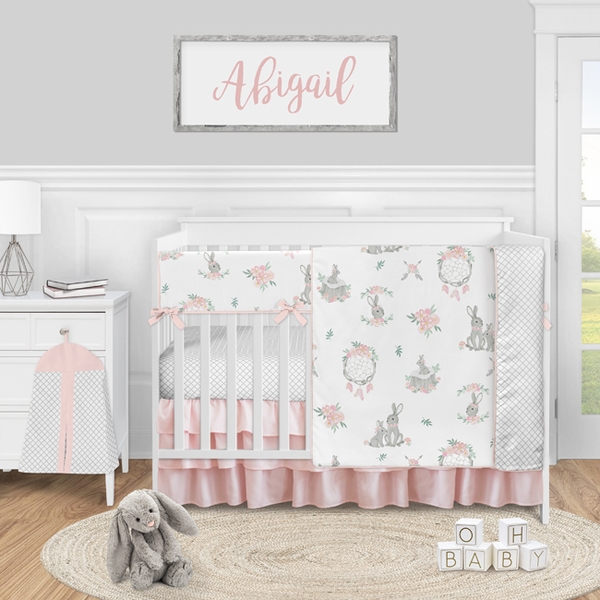 Bunny Floral Collection 5 Piece Crib Bedding