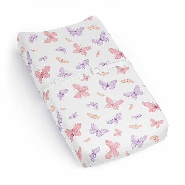 Butterfly Blush Pink and Purple Collection Changing Pad Cover Sheet