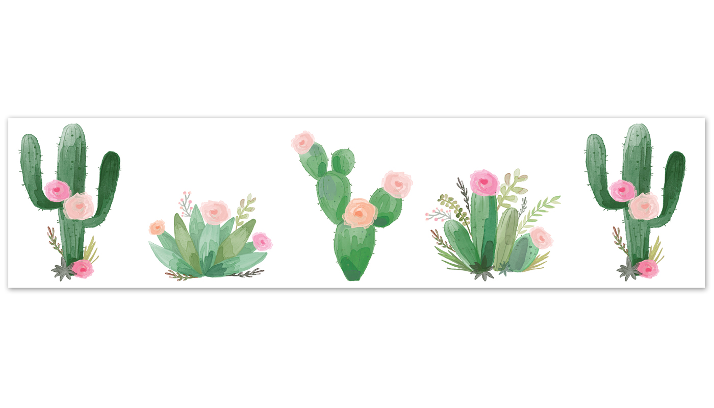 Cactus Floral Collection Wallpaper Border