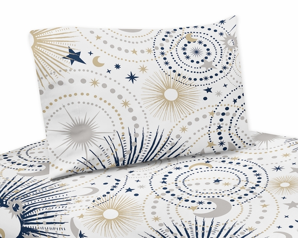 Celestial Navy Blue and Gold Collection Queen Sheet Set