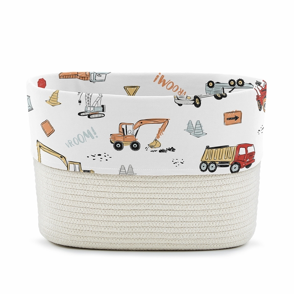 Construction Truck Collection Woven Rope Storage Basket