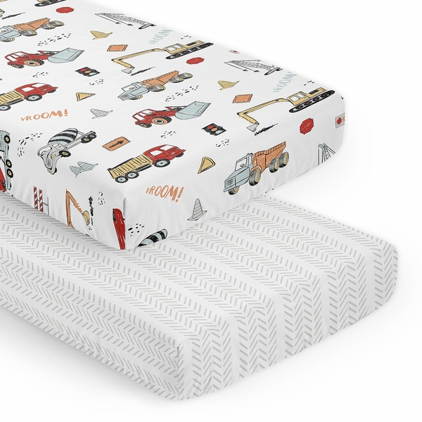 Construction Truck Red and Blue Collection 2 Pack Crib Sheets