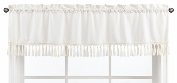 Desert Sun Taupe Collection Solid Ivory Fringe Window Valance