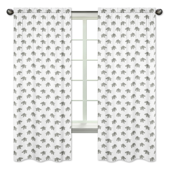 Elephant Grey and Mint Collection Window Panels - Set of 2
