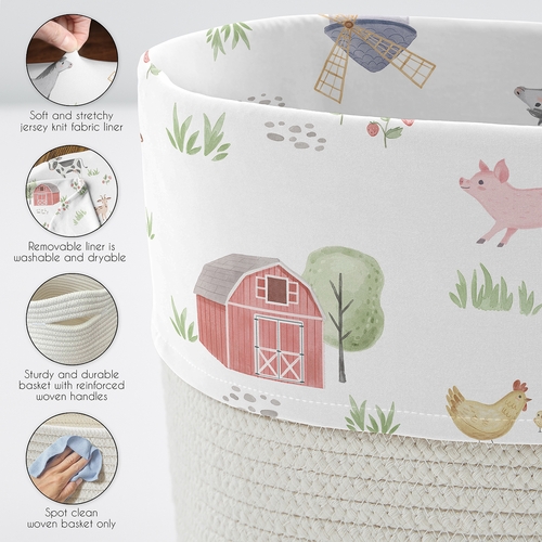 Farm Animals Collection Woven Rope Storage Basket