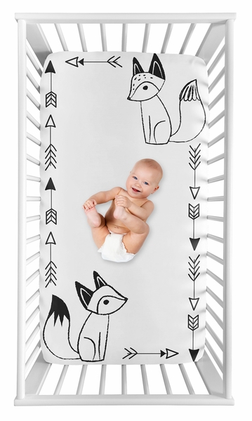 Fox Black and White Collection Photo Op Crib Sheet