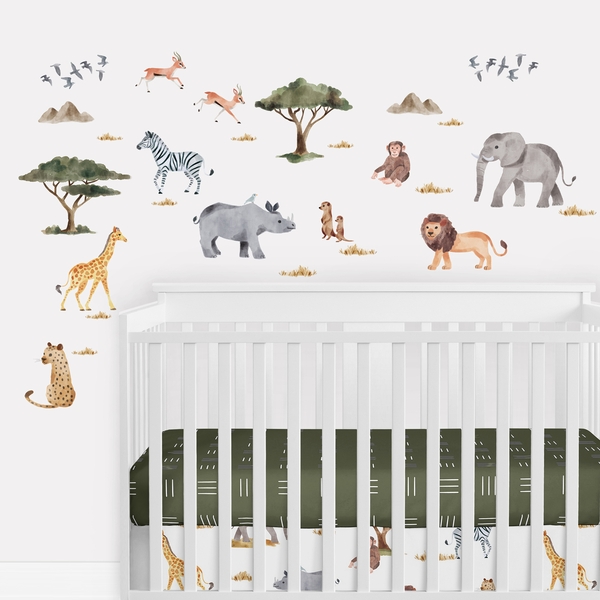 Jungle Collection Peel and Stick Wall Decal Stickers - Set of 4 Sheets