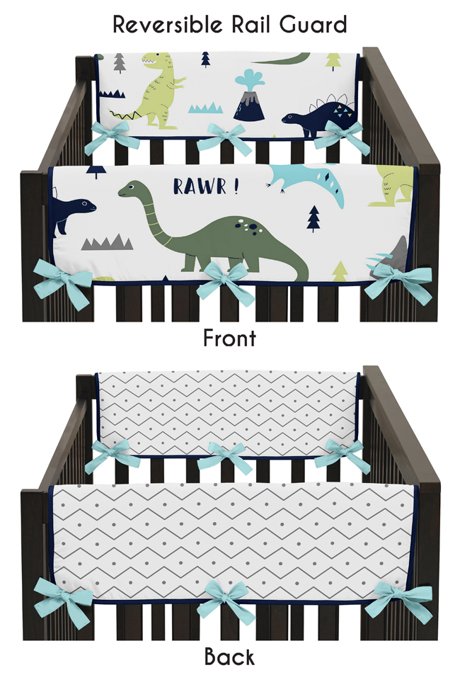 Mod Dinosaur Blue and Green Collection Side Rail Guard Covers - Set of 2