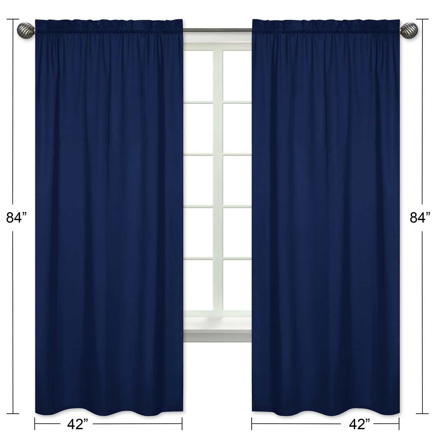 Navy Window Panel for Stripe Navy and Lime Collection - Set of 2