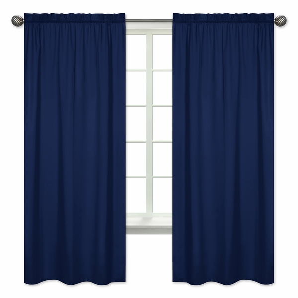 Navy Window Panel for Stripe Navy and Lime Collection - Set of 2