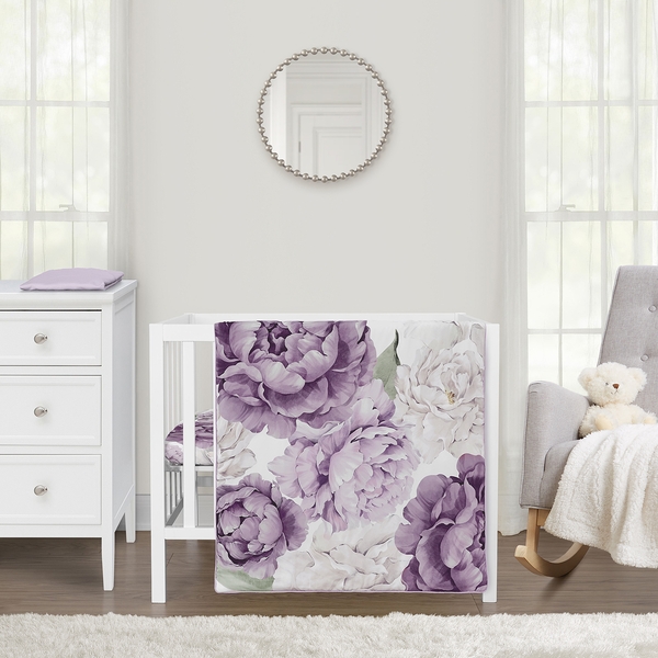 Peony Floral Garden Lavender Purple and Ivory Collection 3 Piece Mini ...