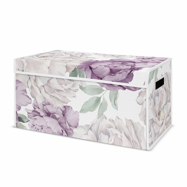 Peony Floral Garden Lavender Purple and Ivory Collection Fabric Toy Bin ...