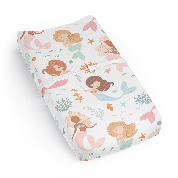 Pink and Blue Mermaids Collection Changing Pad Cover Sheet