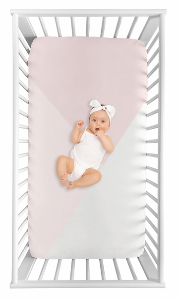 Boho Color Block Pink and Off White Collection Photo Op Crib Sheet