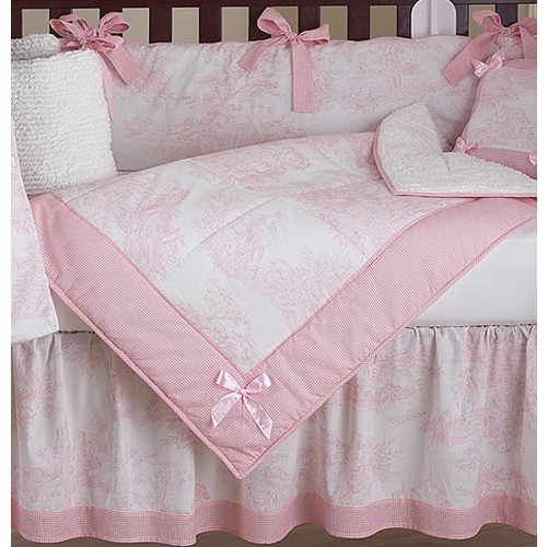 Pink Toile 9 Piece Crib Bedding Collection