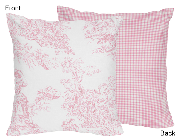 Pink Toile Collection Decorative Accent Throw Pillow