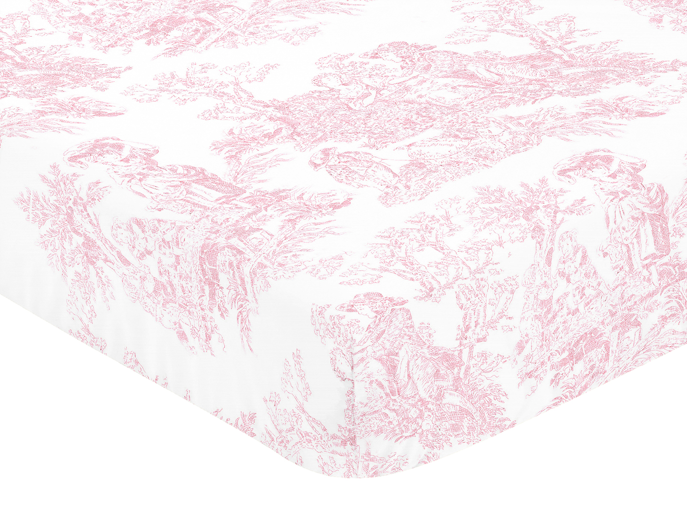 Pink Toile Crib Sheet - Toile Print