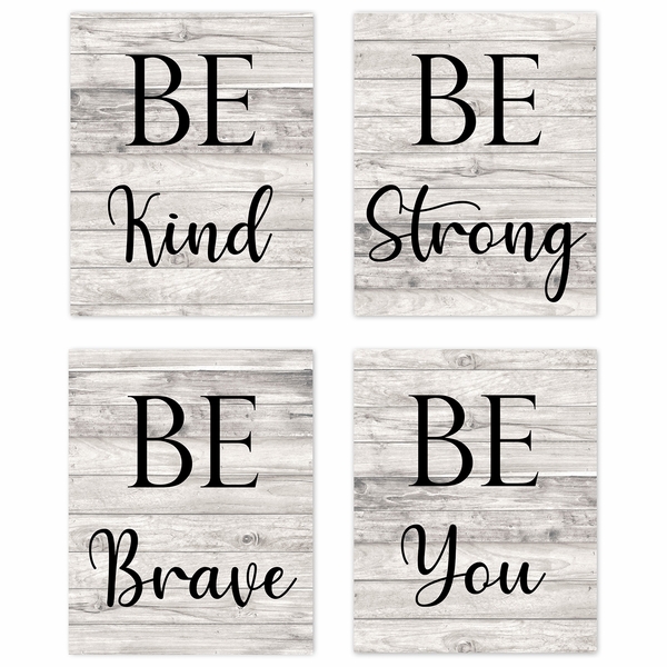 Rustic Inspirational Sayings Collection Wall Art Prints - Set of 4