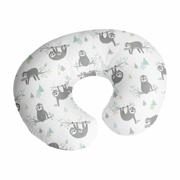 Sloth Aqua and Grey Collection Nursing Breastfeeding Pillow Cover