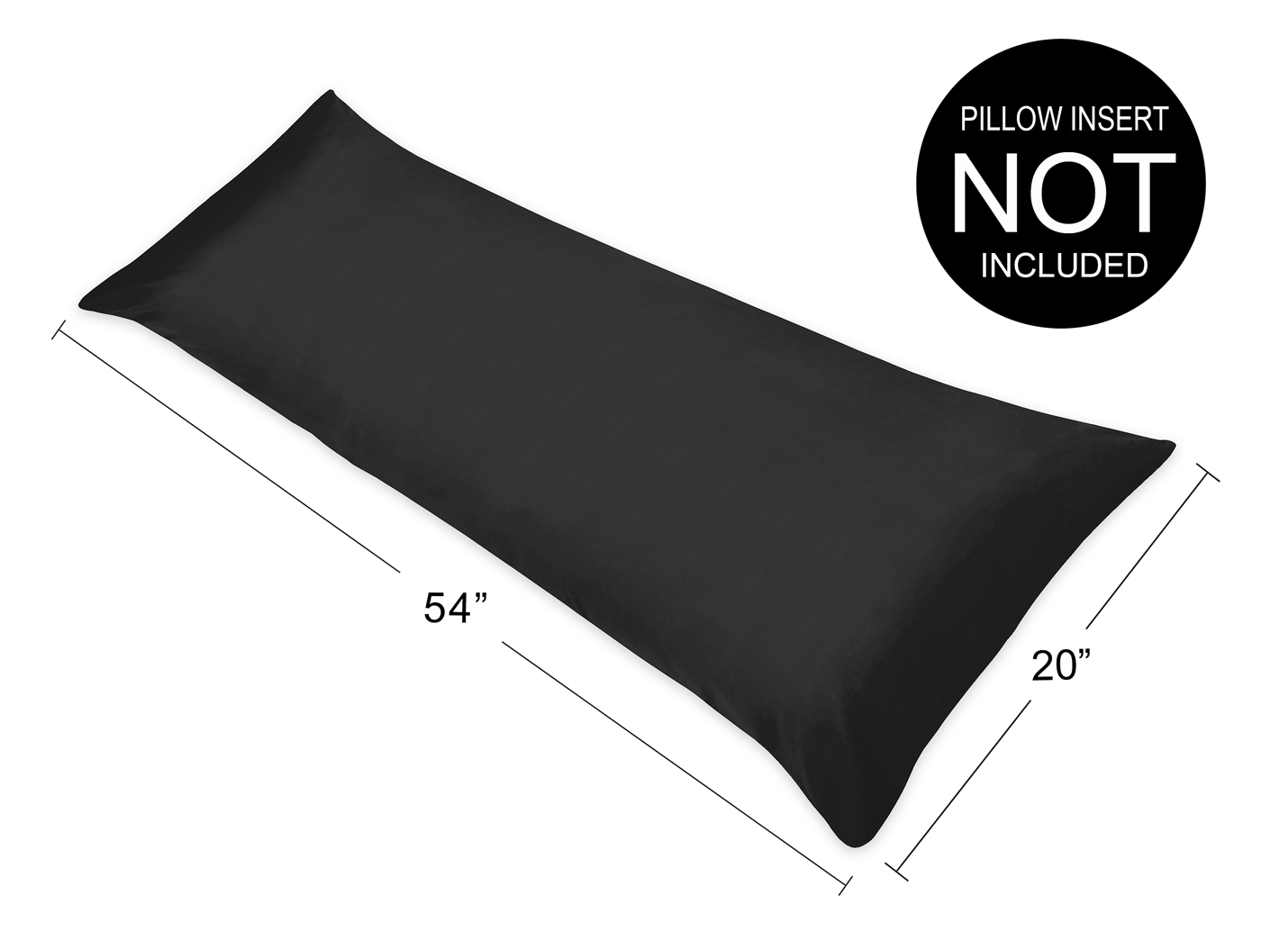 Solid Black Full Length Body Pillow Cover