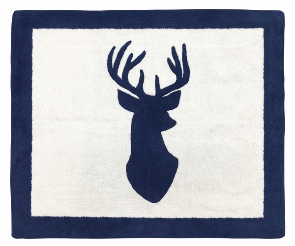 Stag Navy and White Collection Accent Floor Rug