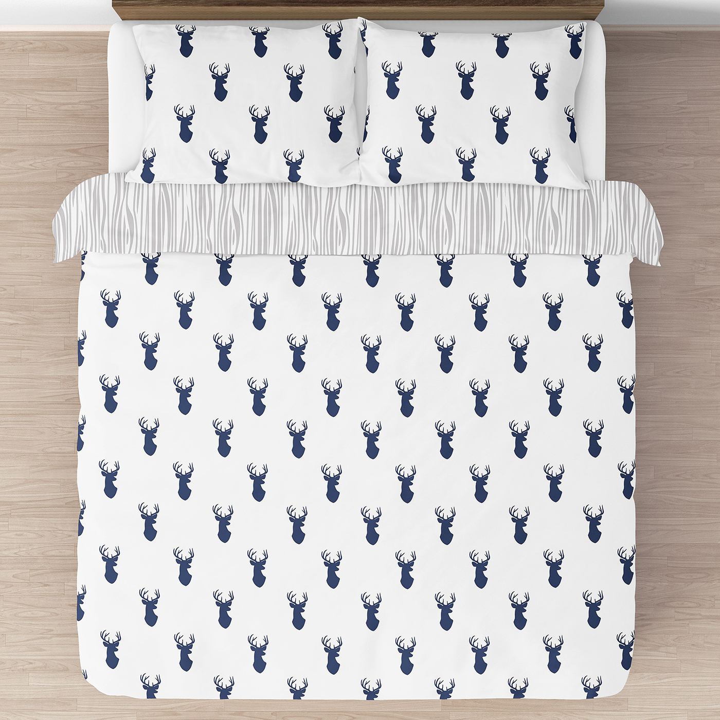 Stag Navy and White Full/Queen Bedding Collection