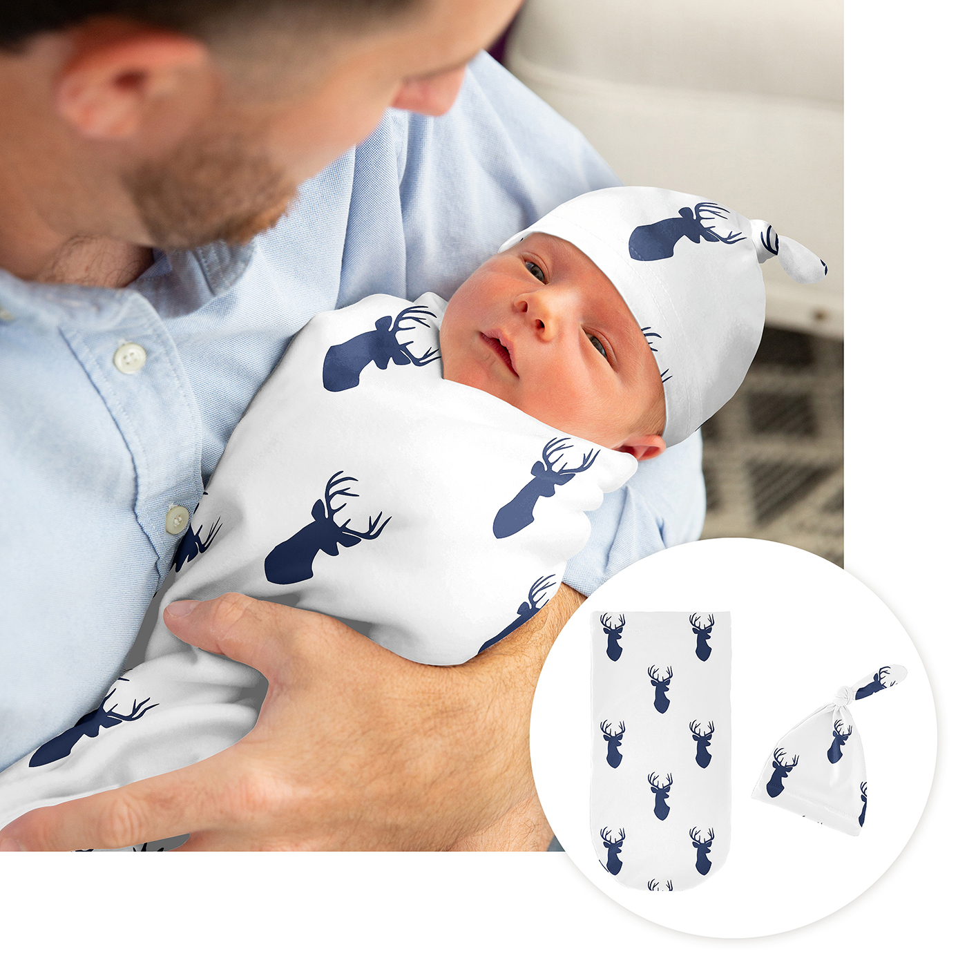 Stag Navy and White Collection Newborn Baby Layette Set