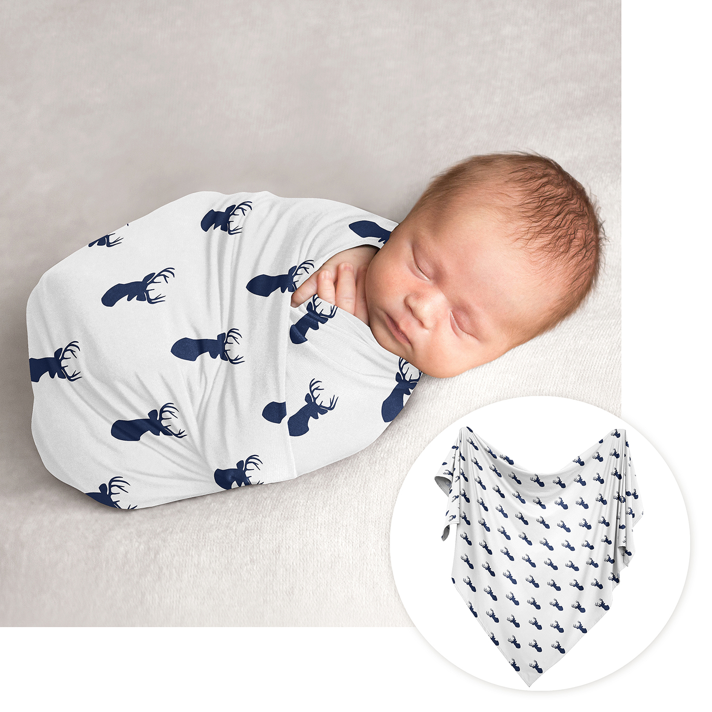 Stag Navy and White Collection Newborn Baby Layette Set