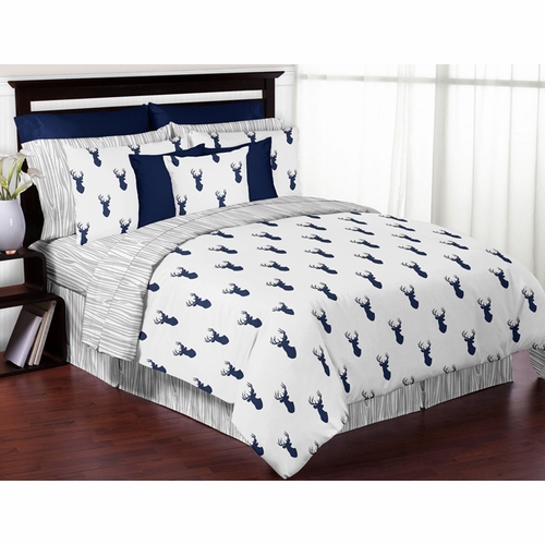 Stag Navy and White Full/Queen Bedding Collection