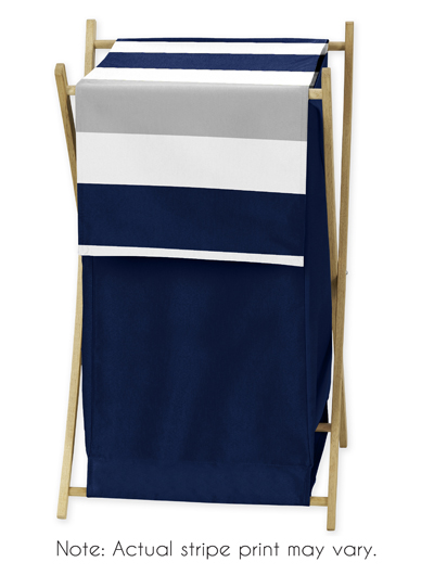 Stripe Navy and Gray Collection Hamper