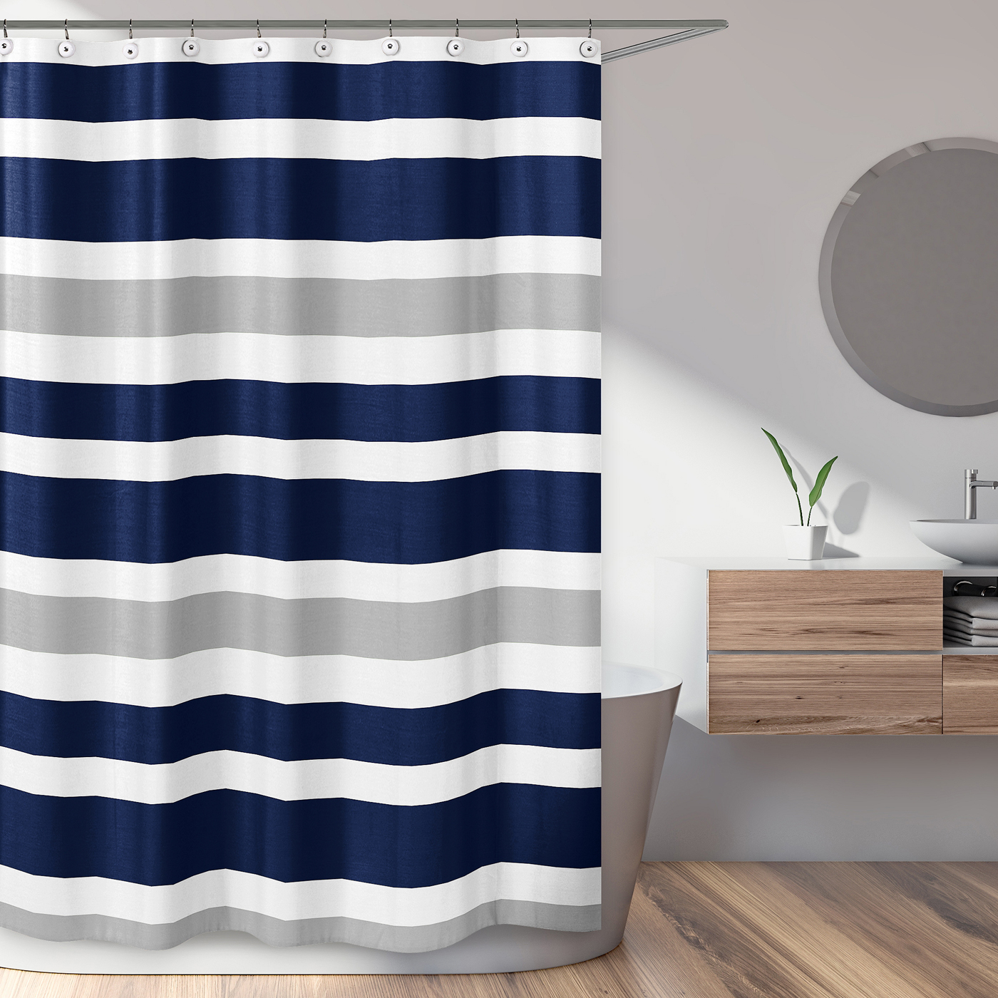 Navy and gray shower curtain store