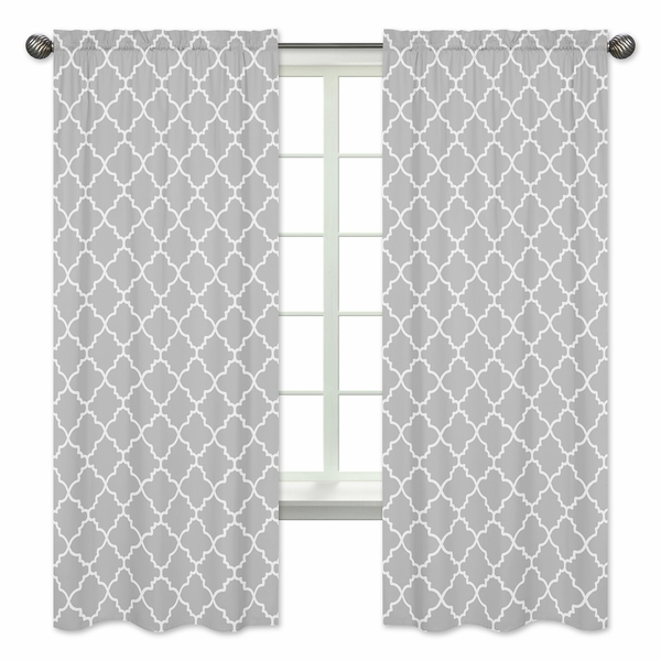 Trellis Gray and White Collection Window Panels - Set of 2