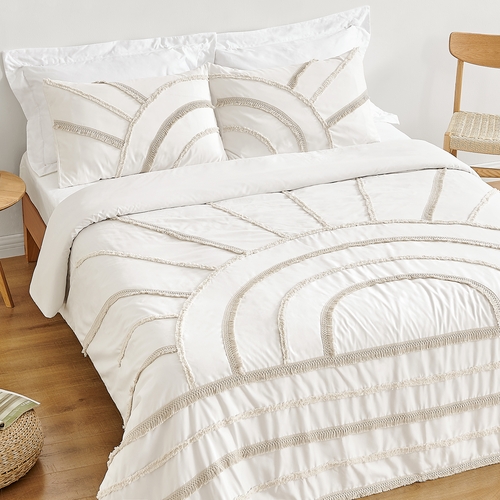 Tufted Sun Ivory Collection Queen Duvet Cover Bedding Set