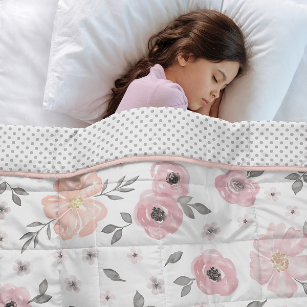 Watercolor Floral Pink and Grey Collection Toddler 5lbs Weighted ...