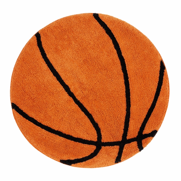 Watercolor Sports Theme Collection Basketball Accent Floor Rug