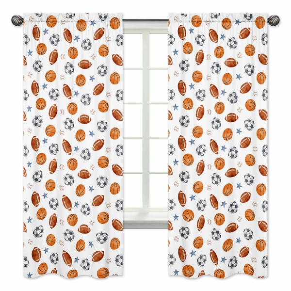 Watercolor Sports Theme Window Panels - Set of 2