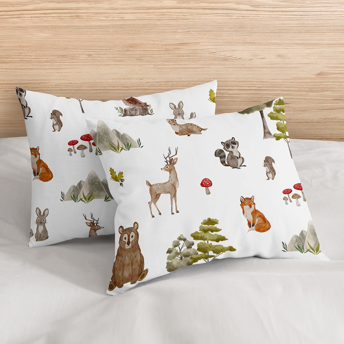 Watercolor Woodland Forest Animals Collection Full/Queen Bedding