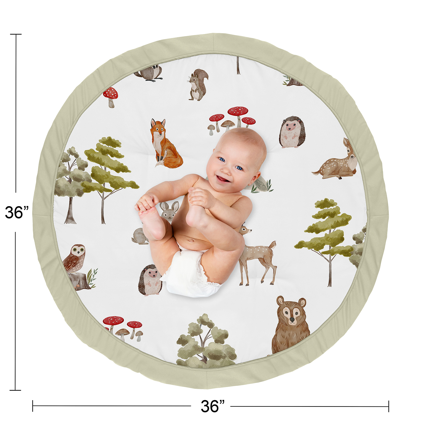 Watercolor Woodland Forest Animals Collection Playmat