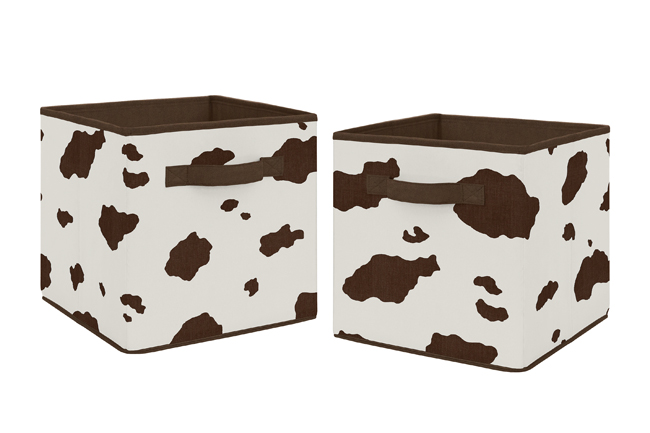 Wild West Cowboy Collection Cow Print Foldable Fabric Storage Bins ...