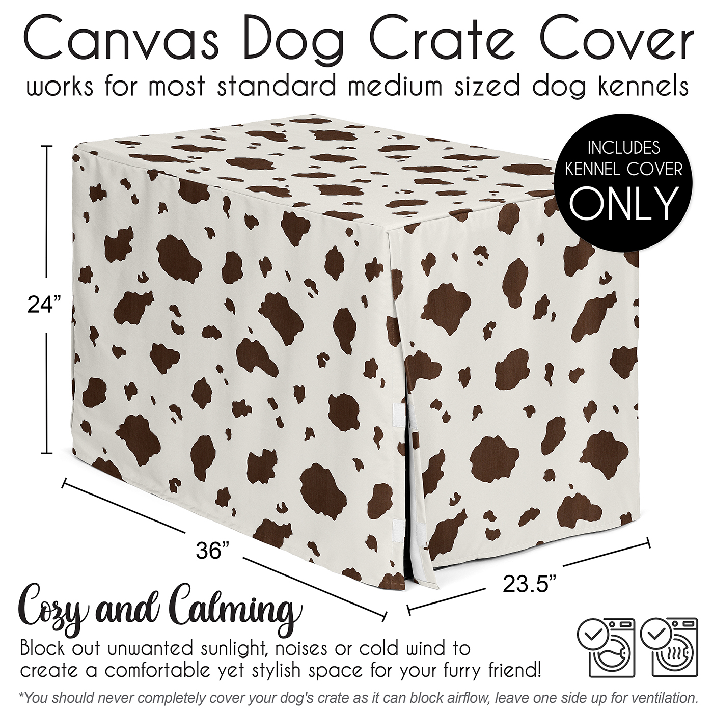 Wild West Cowboy Collection Dog Crate Kennel Cover - Cow Print