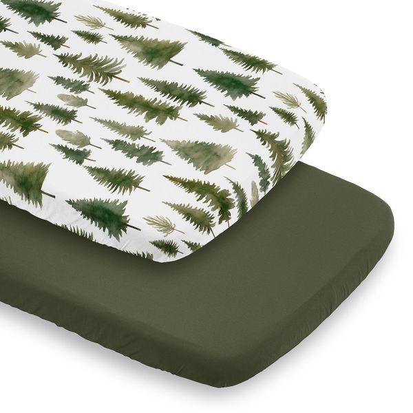 Woodland Pine Tree Collection 2 Pack Baby Bassinet Fitted Sheets