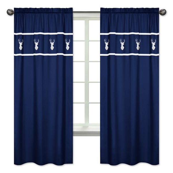 Woodsy Navy, Mint and Grey Collection Window Panels - Set of 2