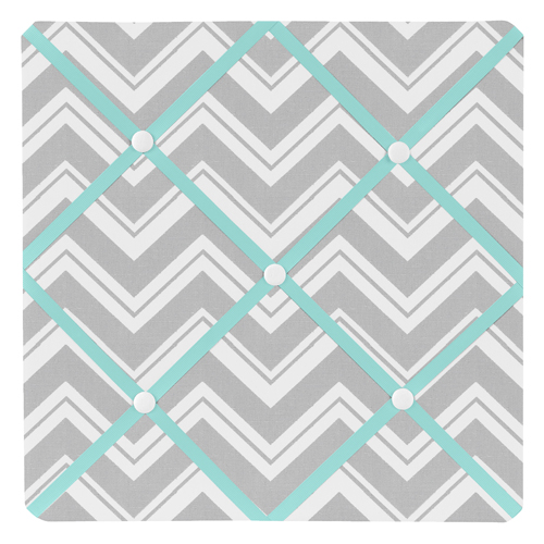 Zig Zag Turquoise and Gray Chevron Fabric Memo Board