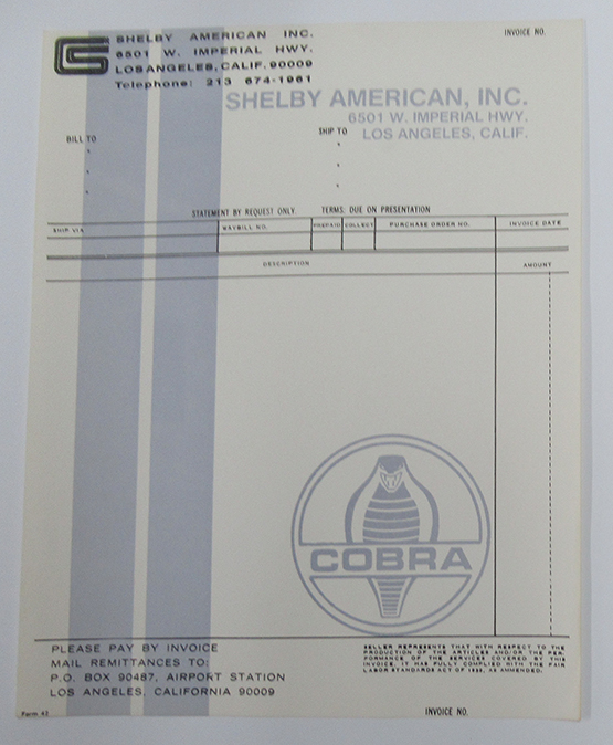 1965 Shelby GT350 Window Sticker