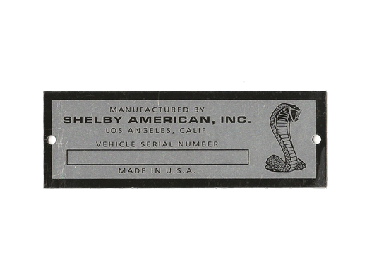 1967 Shelby Serial Number Plate