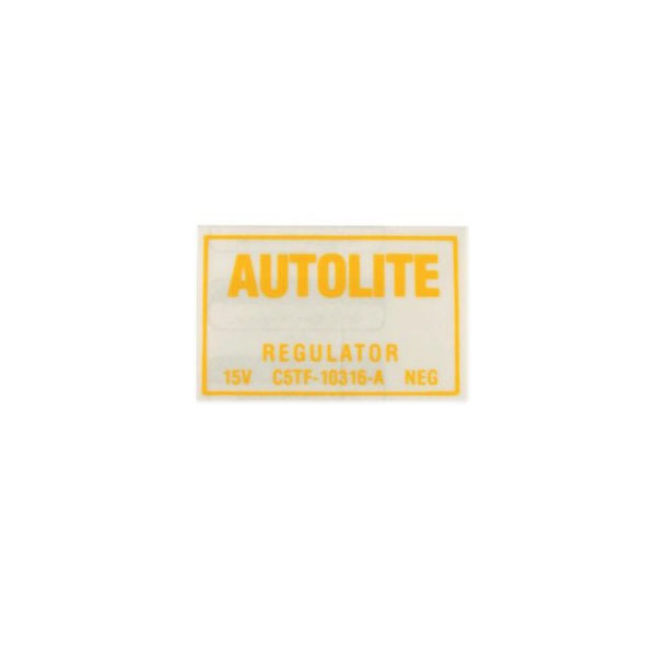 1967 Yellow Autolite Voltage Regulator Decal