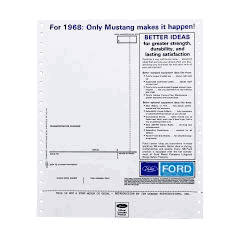 1968 Mustang Window Sticker